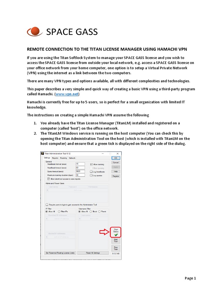 Accessing SPACE GASS Using Hamachi VPN | PDF | Login | Virtual Private Network
