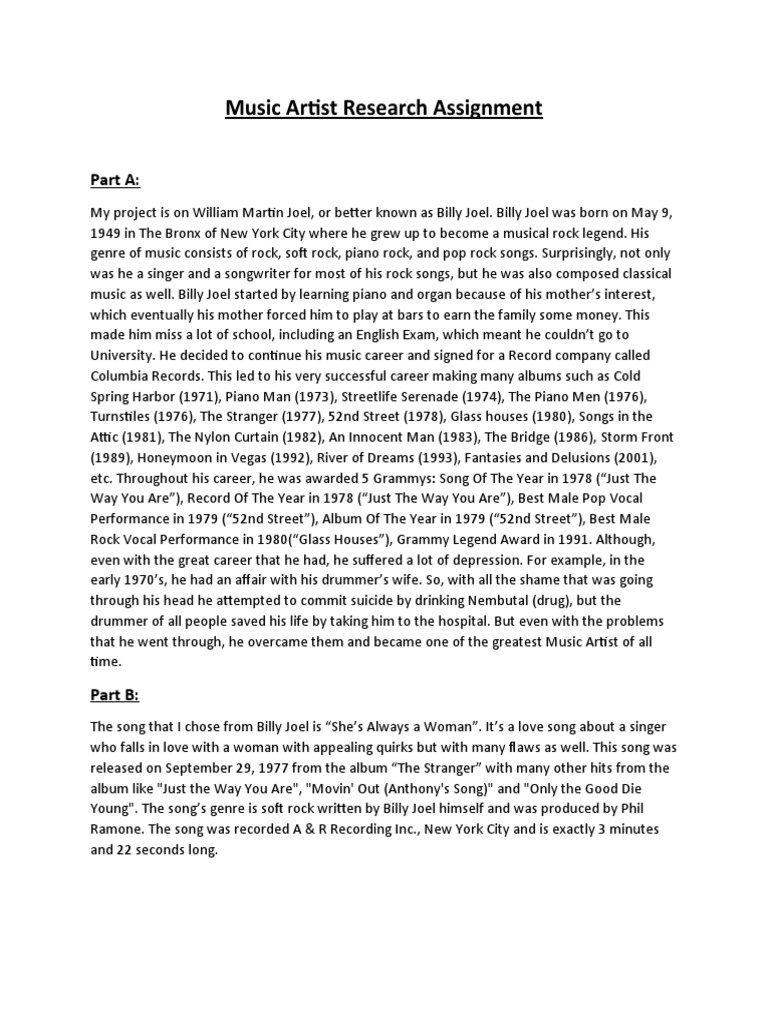 Billy Joel: A Music Artist's Journey | PDF | Music Industry | Pop Music