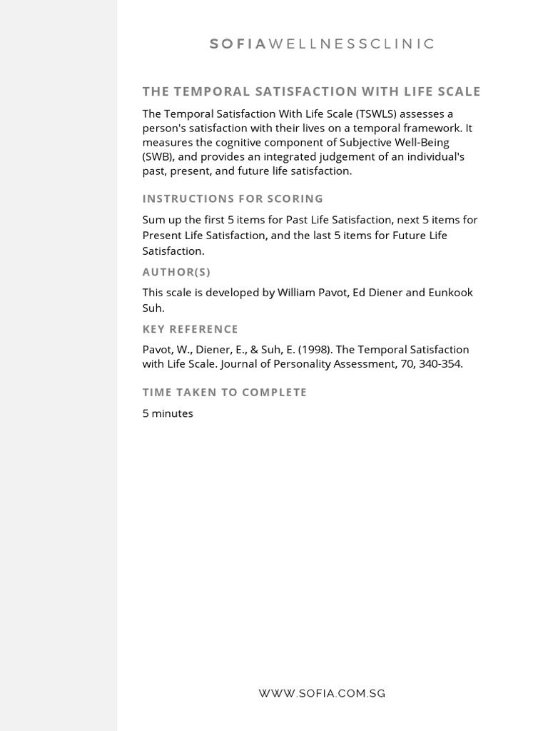 The Temporal Satisfaction With Life Scale | PDF | Career & Growth ...