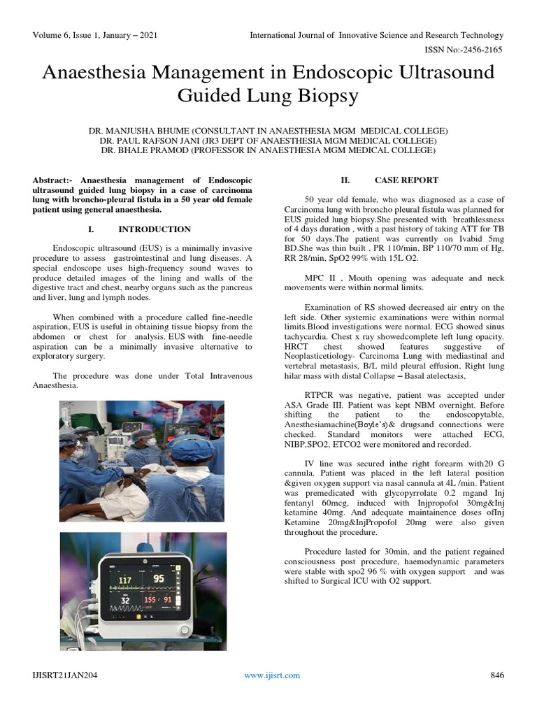 EUS-Guided Lung Biopsy Anesthesia | PDF | Medical Specialties ...