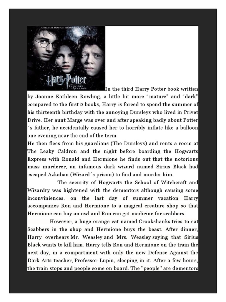 In The Third Harry Potter Book Written by Joanne Kathleen Rowling | PDF ...