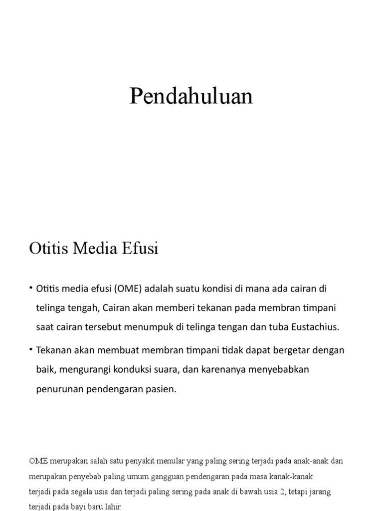 Otitis Media Efusi PPT Narvin | PDF