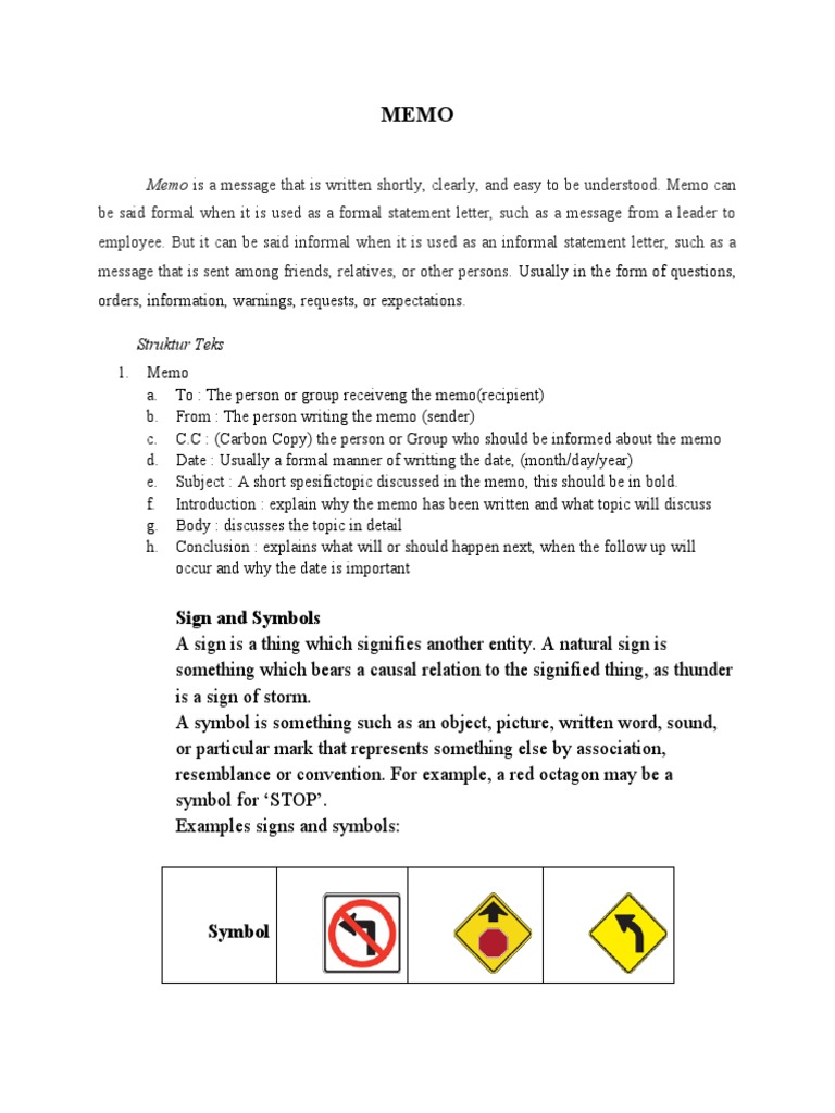 Understanding Memo Structure and Purpose | PDF | Symbols