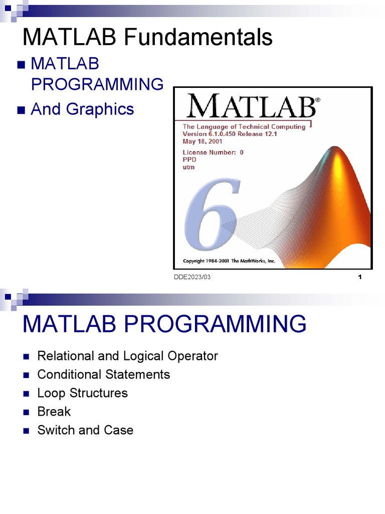 DDE 2023 MATLAB Fundamentals: MATLAB Programming and Graphics | PDF ... DDE 2023 MATLAB Fundamentals: MATLAB Programming and Graphics | PDF ...