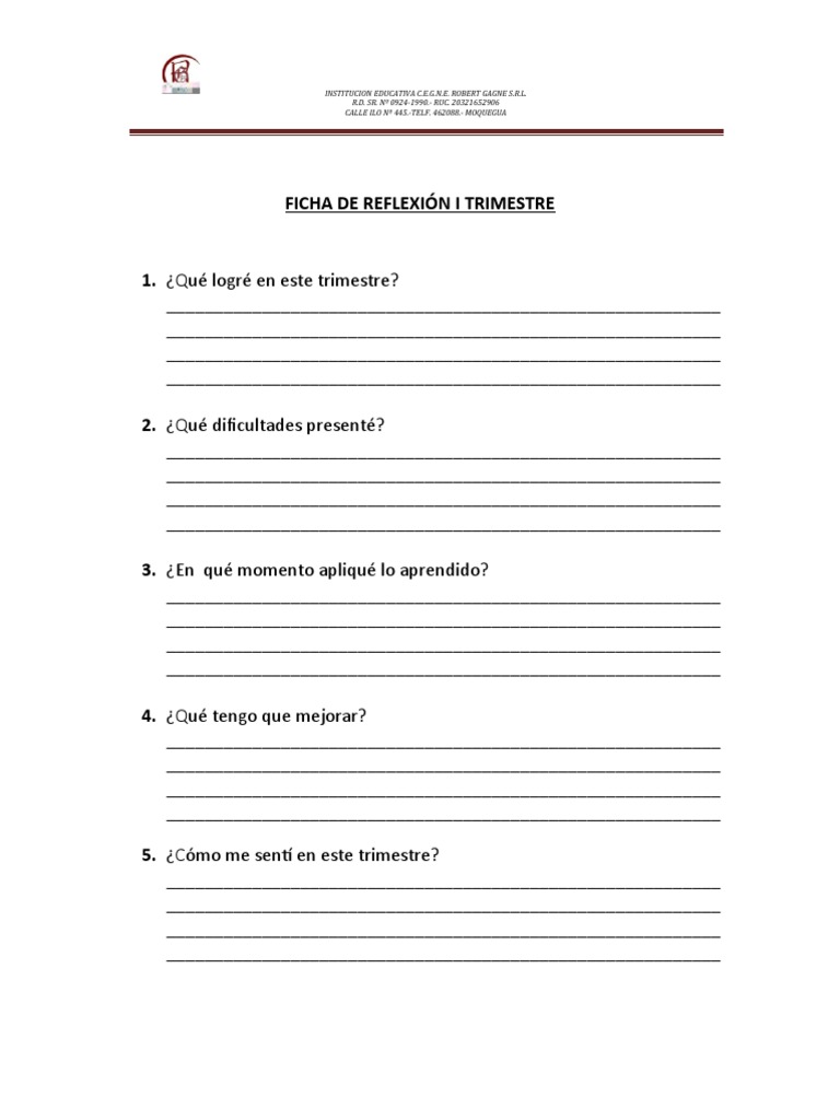 Hojas De Trabajo Para Practicar La Reflexión Proyecto Escolar
