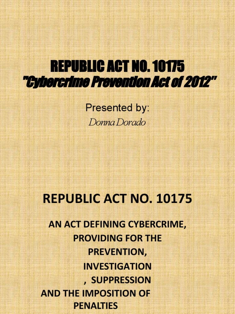 Republic Act 10175 (Report) | PDF | Public Law | Justice