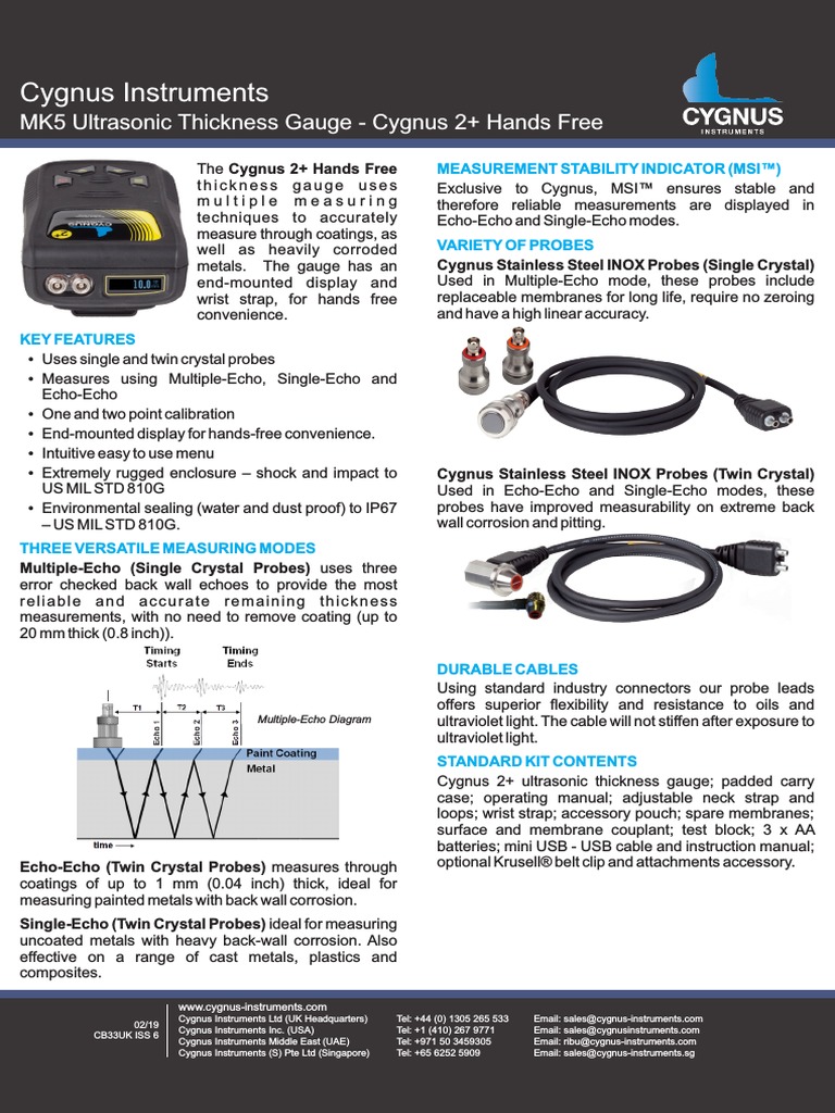 Cygnus-2plus-Brochure and Specs | PDF | Calibration | Stainless Steel