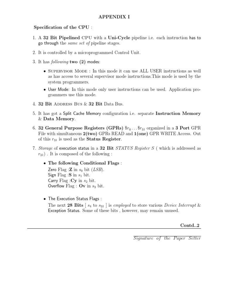 Appendix I Specification of The CPU | PDF | Central Processing Unit | Input/Output