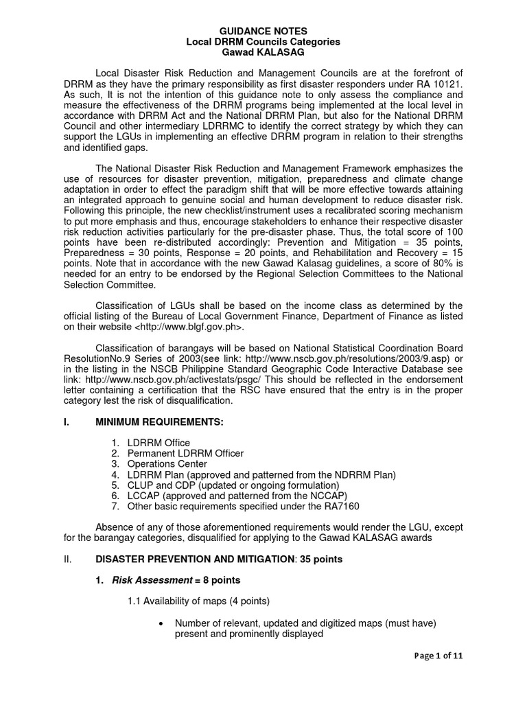 LDRRMC Revised Guidance Notes V2 | PDF | Emergency Management ...