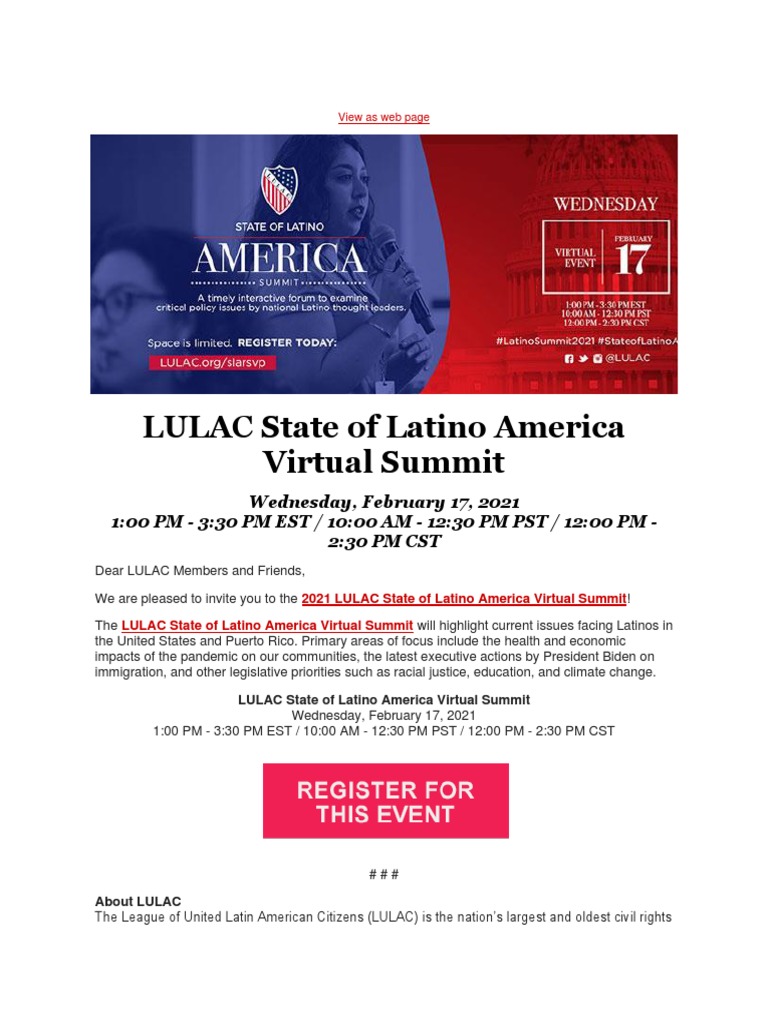 LULAC State of Latino America Virtual Summit | PDF | Politics | Law