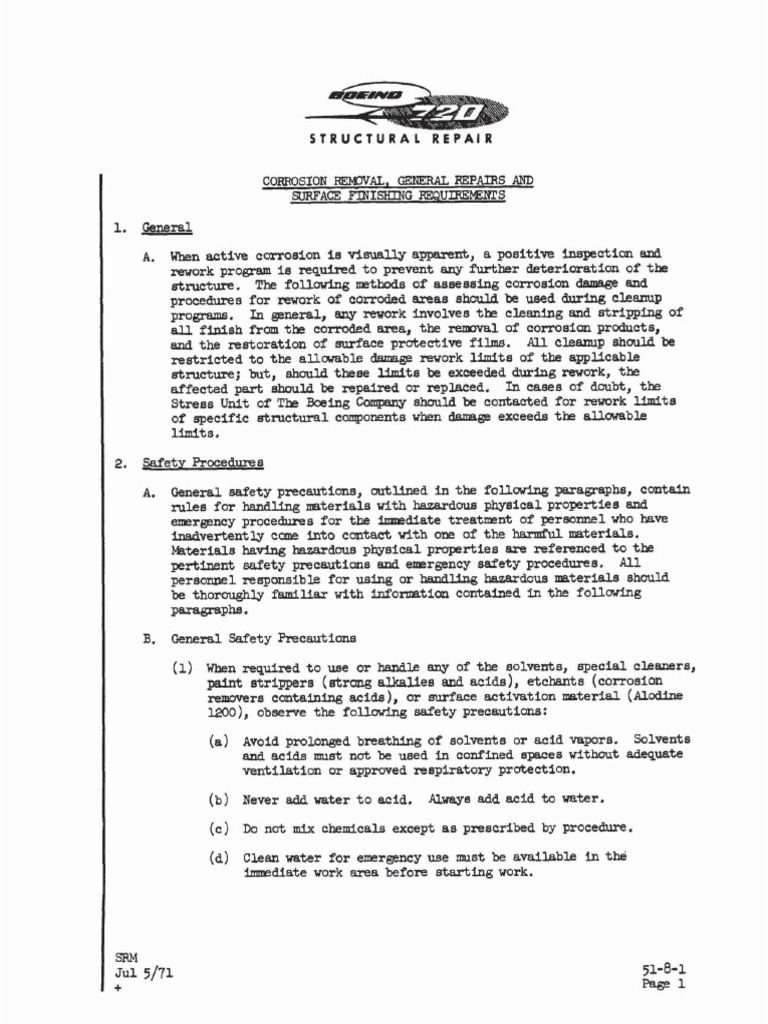 Boeing 720 Structural Repair Manual 51, 52, 55, 57 (1971) (198 Pages) | PDF