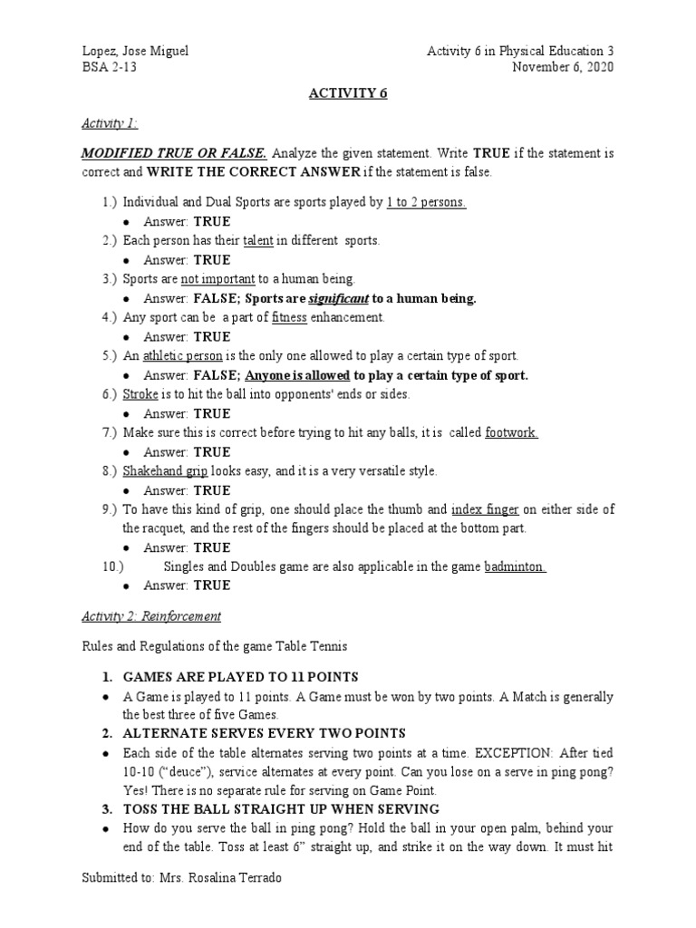 Lopez - Jose Miguel - Bsa 2-13 - Activity6 | PDF | Table Tennis | Sports