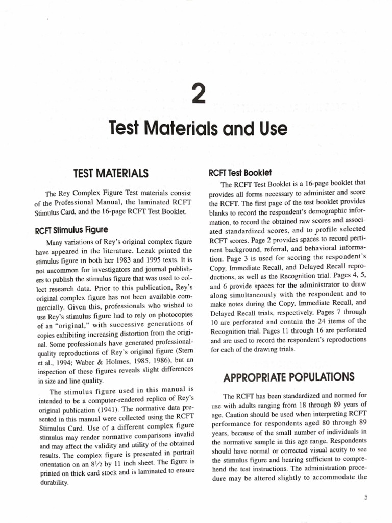 RCFT Manual With Scoring | PDF