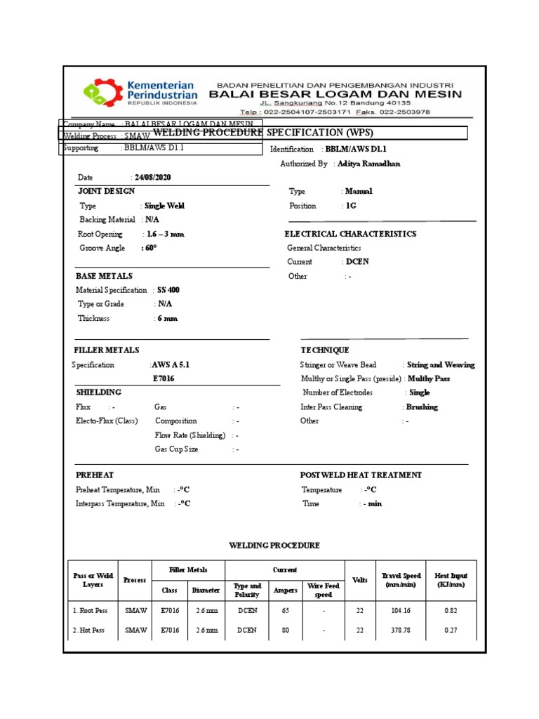 WPS (Smaw) | PDF | Welding | Construction
