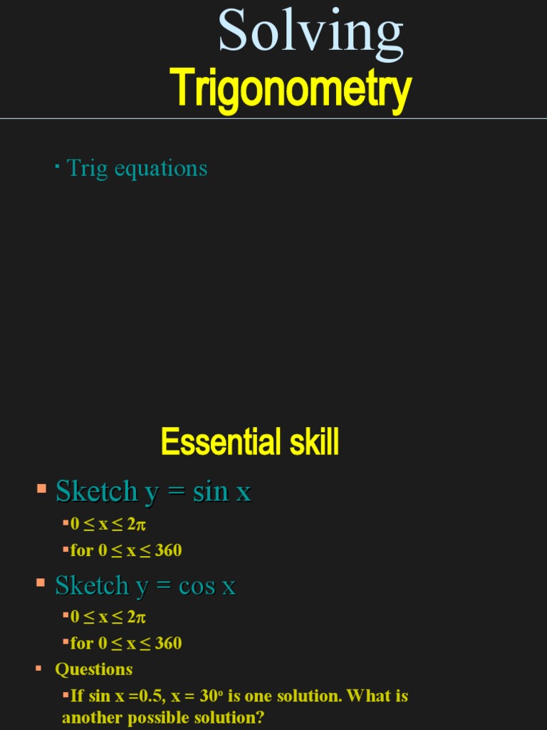 G10 Intro To Solving Trigo Equations I | PDF | Trigonometric Functions ...