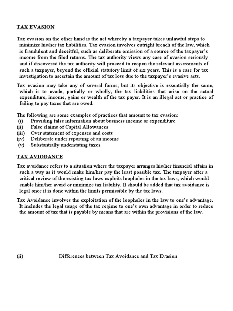 Tax Evasion | PDF | Taxpayer | Tax Evasion