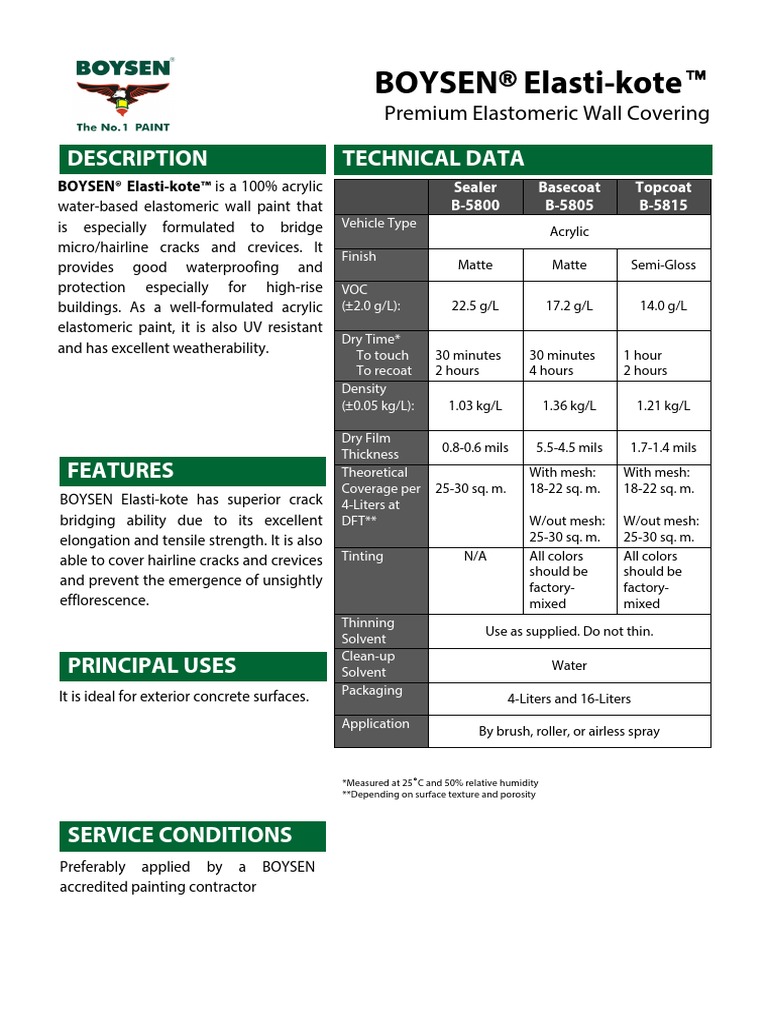 Elasti-kote TDS (1) | PDF | Acrylic Paint | Paint