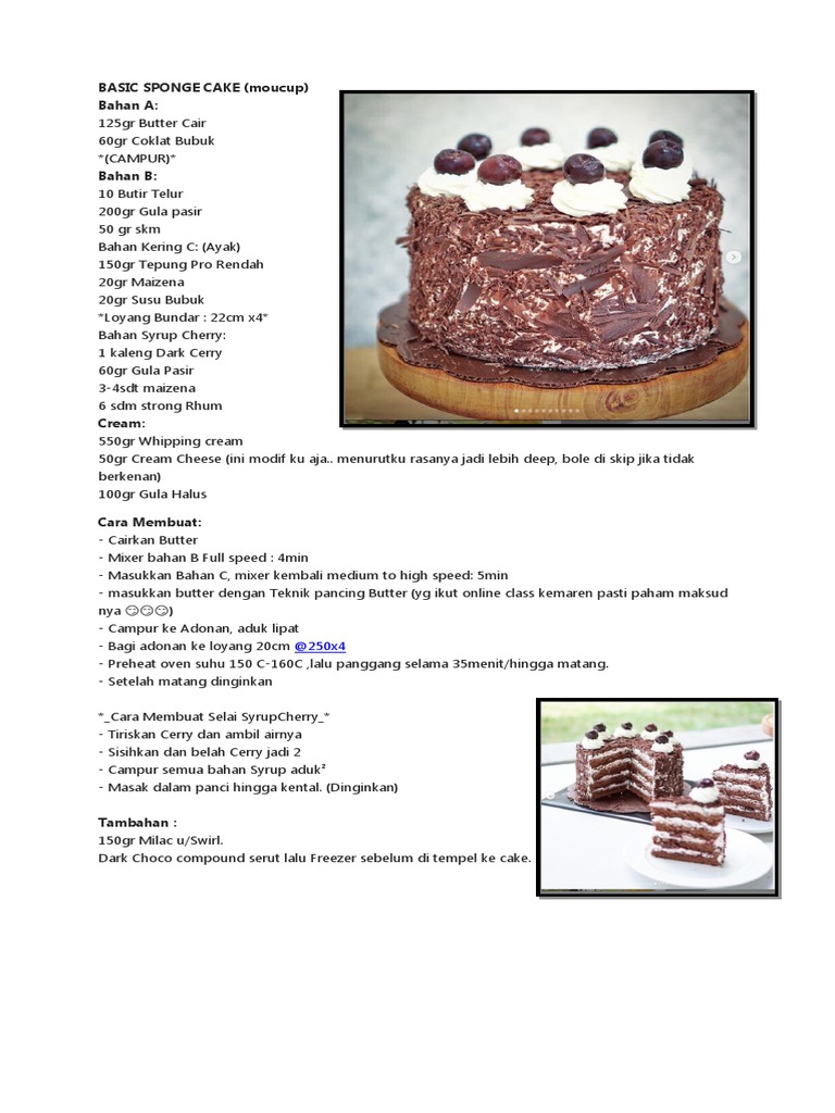 Resep Sponge Coklat Klasik | PDF