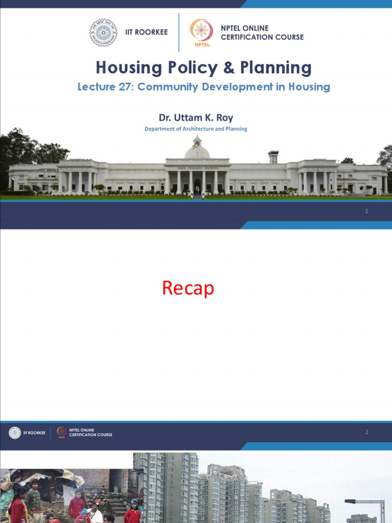 Housing Policy & Planning: Lecture 27: Community Development in Housing ...