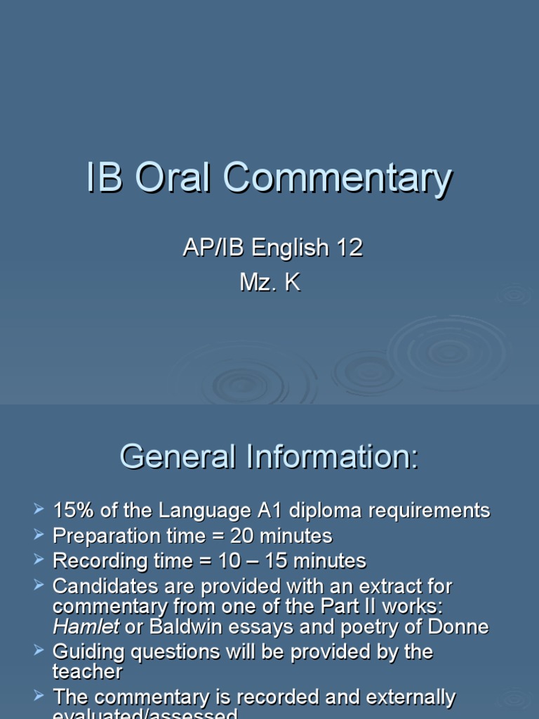 IB Oral Commentary Guide | PDF | Literary Criticism | Writers