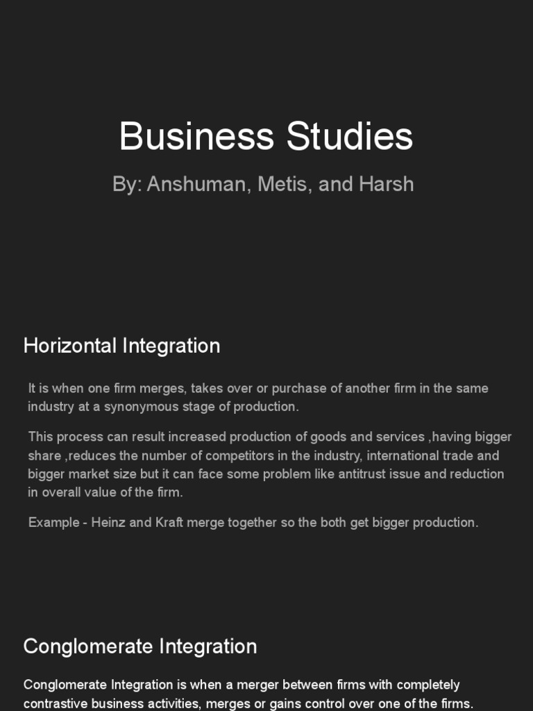 Business Studies Grade 9 | PDF | Conglomerate (Company) | Mergers And ...