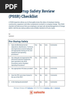 Sample Pre-Startup Safety Review Checklist | PDF | Safety | Nature
