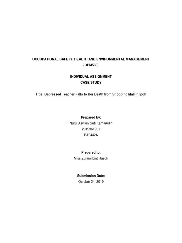 Teacher's Tragic Fall Linked to Depression | PDF | Psychological Trauma ...