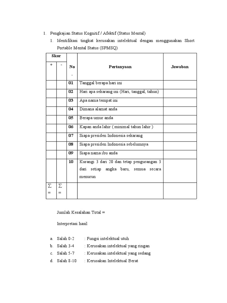 Evaluasi Status Mental dan Depresi | PDF
