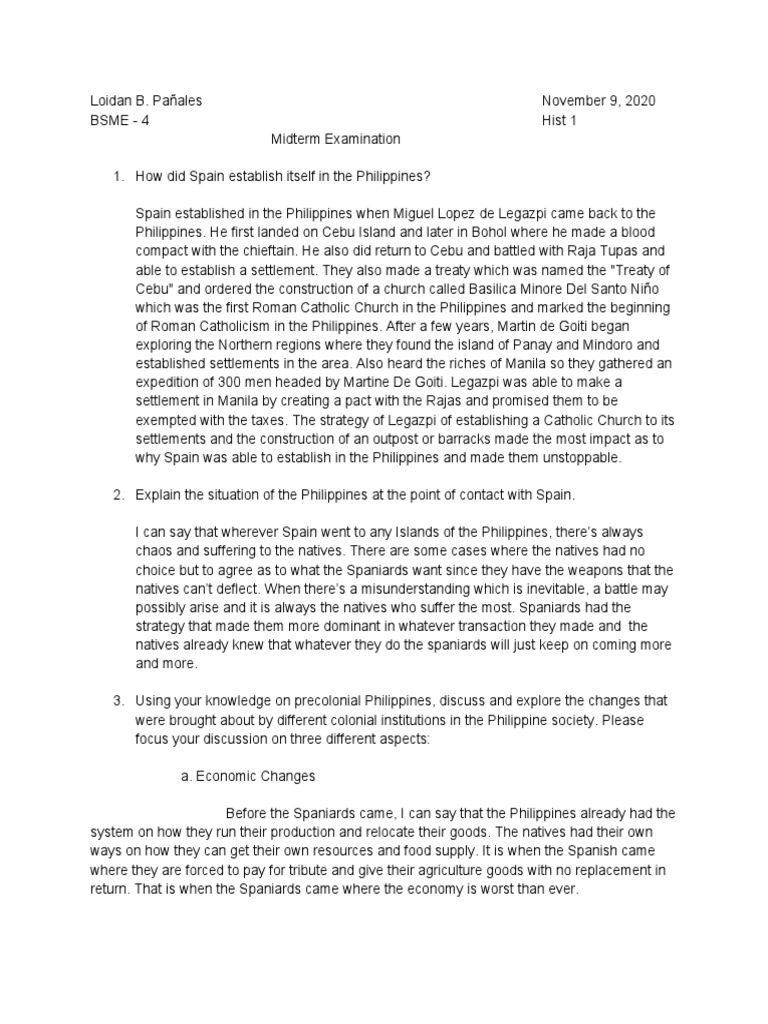 Midterm Hist 1 | PDF | Philippines