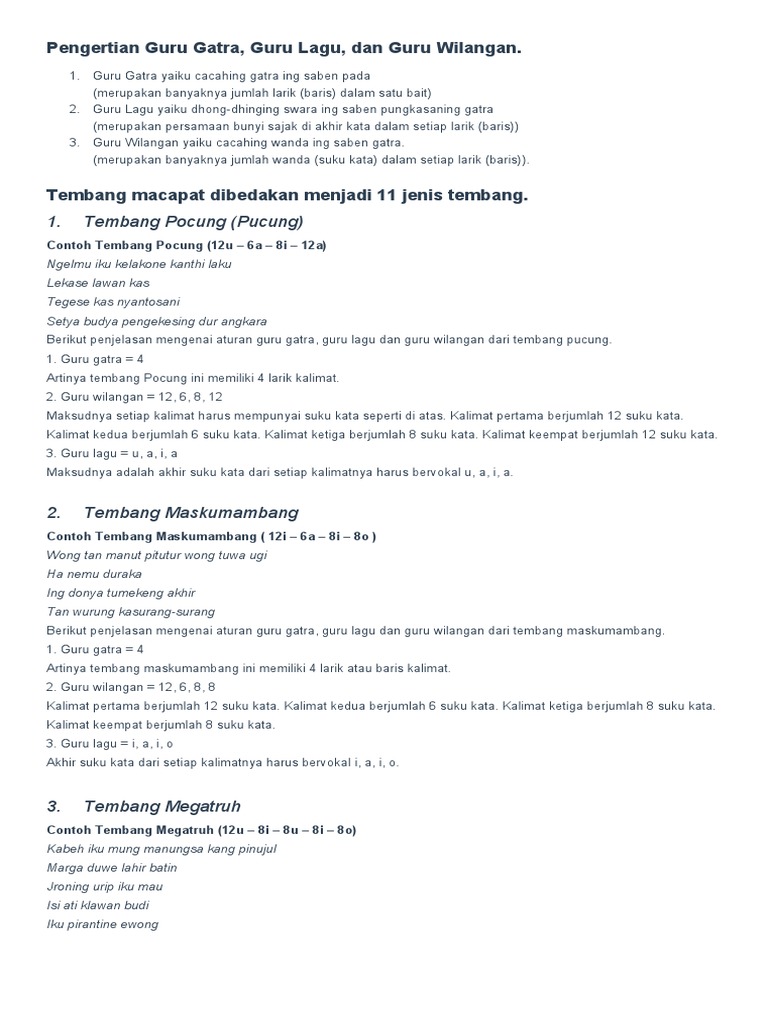 Pengertian Guru Gatra | PDF