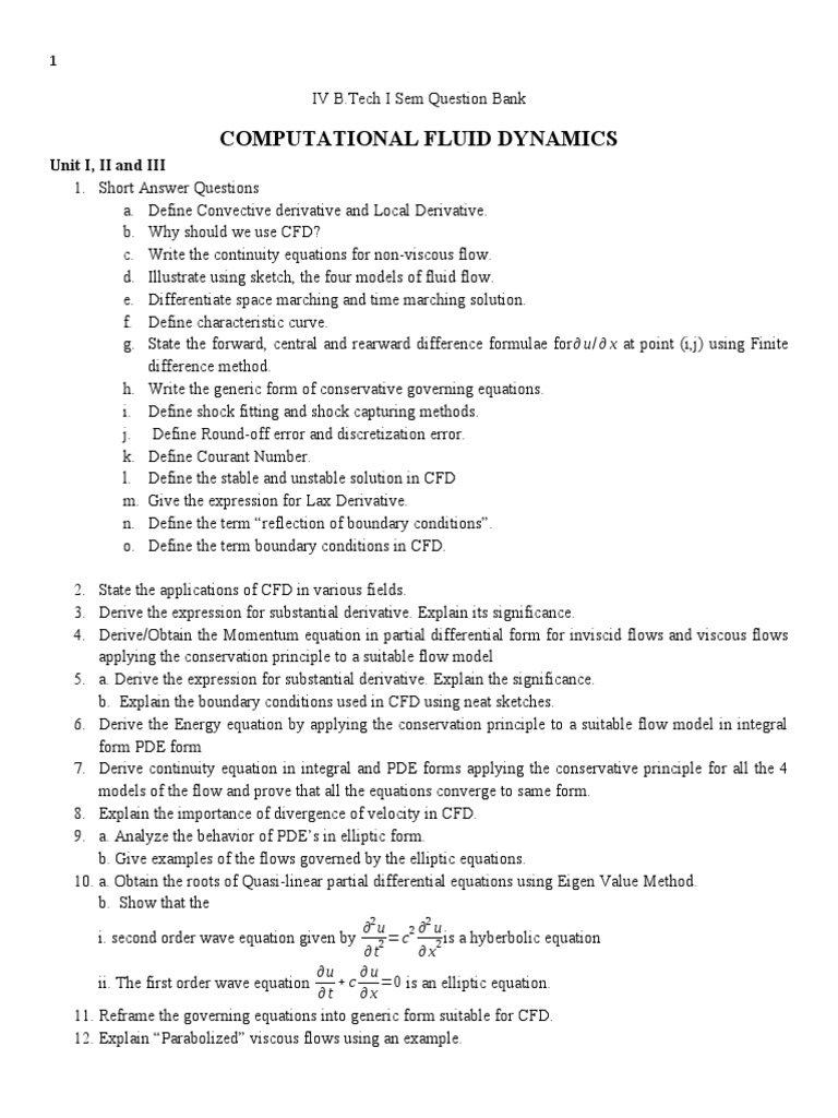 Computational Fluid Dynamics: Unit I, II and III | Download Free PDF | Computational Fluid ...