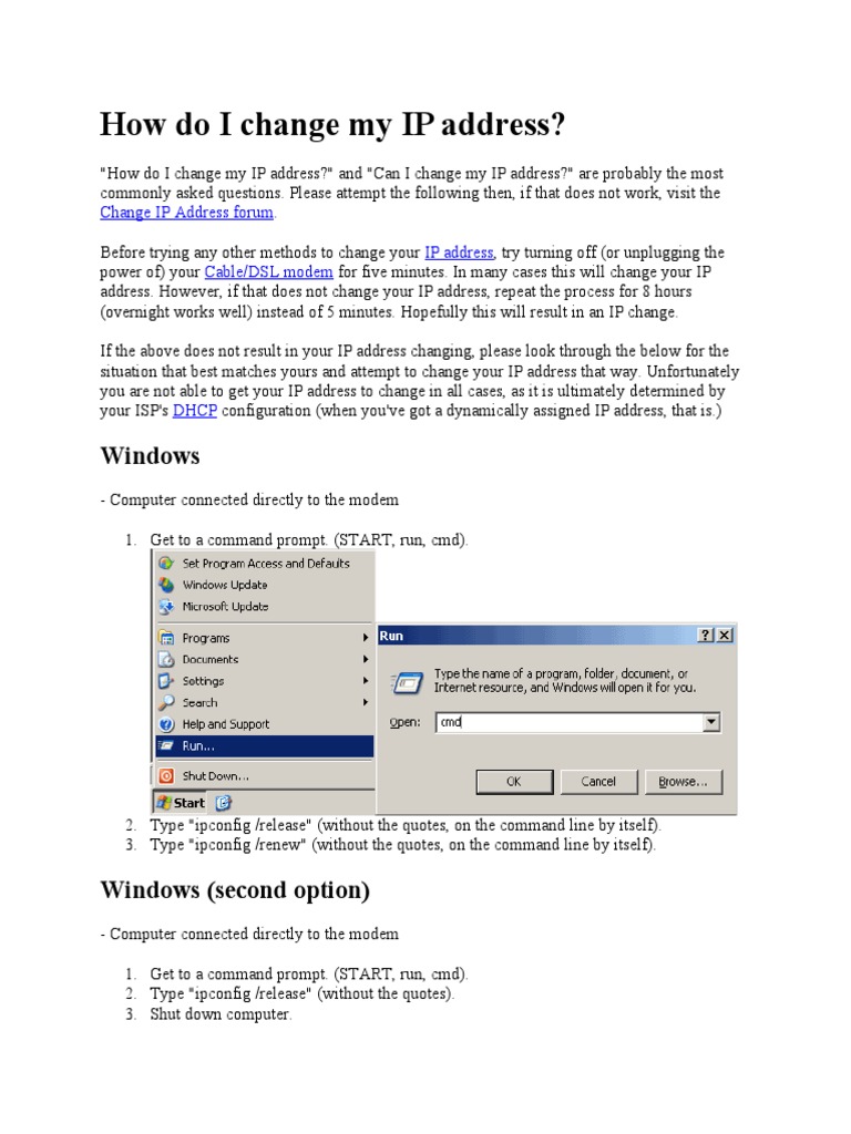 How to Change Your IP Address Guide | PDF | Ip Address | Digital ...