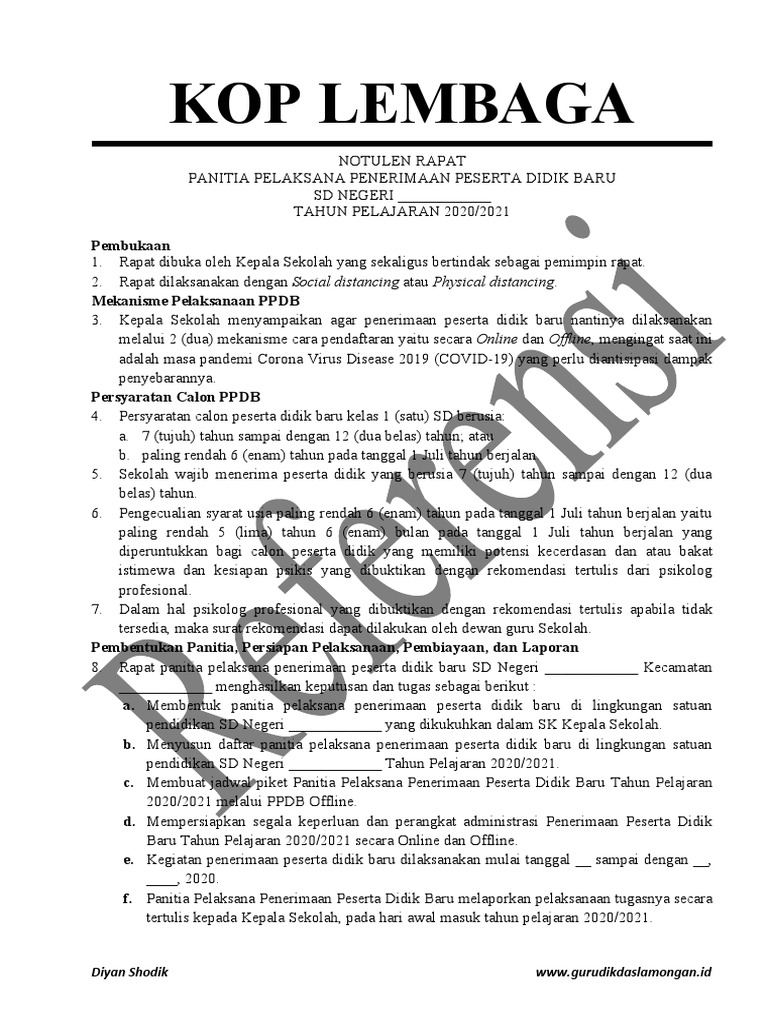 Notulen Rapat PPDB | PDF