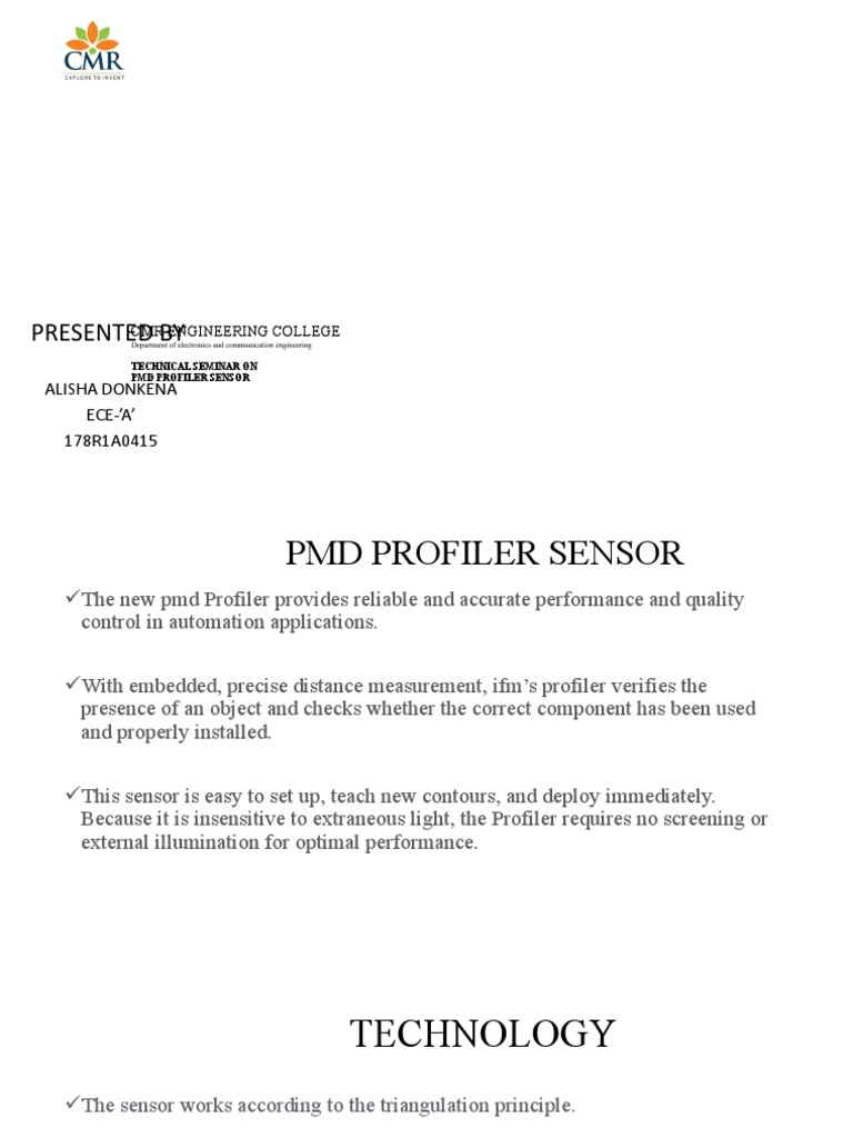 PMD Profiler Sensor Seminar | PDF | Automation | Sensor