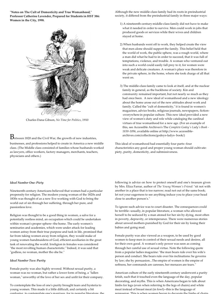 Notes On The Cult of Domesticity and Womanhood | PDF | Skull | Virtue