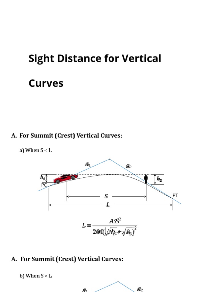Sight Distance For Vertical Curves | PDF | Physics | Transport