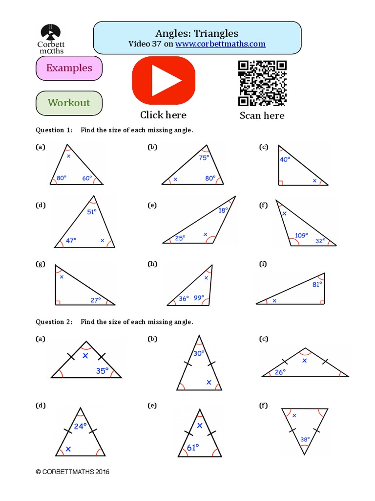 Starter... Angles in A Triangle pdf1 | PDF | Triangle | Angle