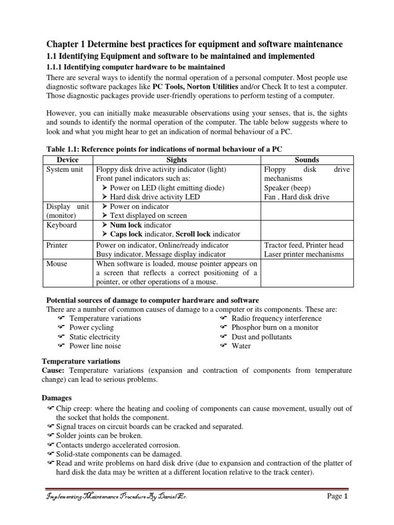 Chapter 1 Determine Best Practices For Equipment and Software Maintenance | PDF | Service Level ...