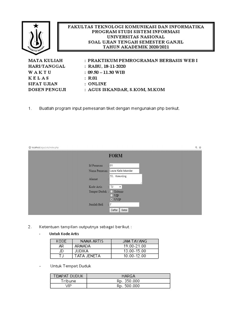 UTS Praktikum Pemrograman Berbasis Web I | PDF