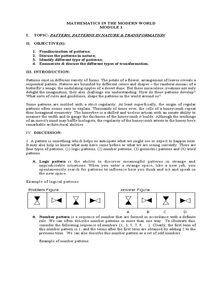 MMW Module 1 - Patterns, Transformation & Fractals | PDF | Fractal ... MMW Module 1 - Patterns, Transformation & Fractals | PDF | Fractal ...