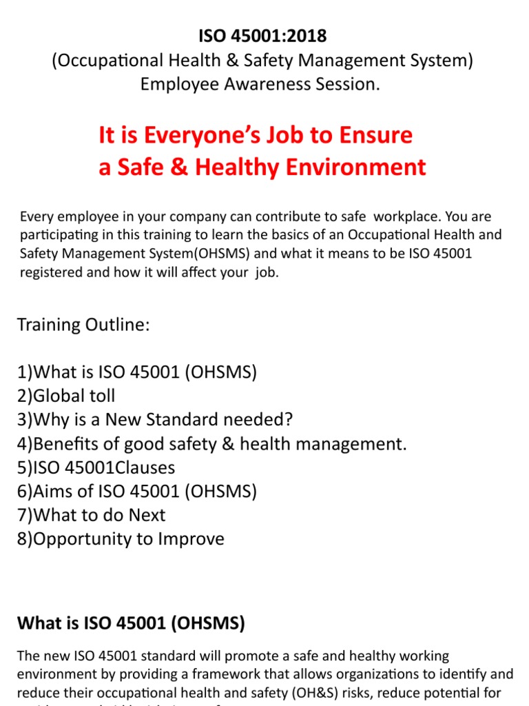 OHSMS Awareness | PDF | Occupational Safety And Health | Workplace