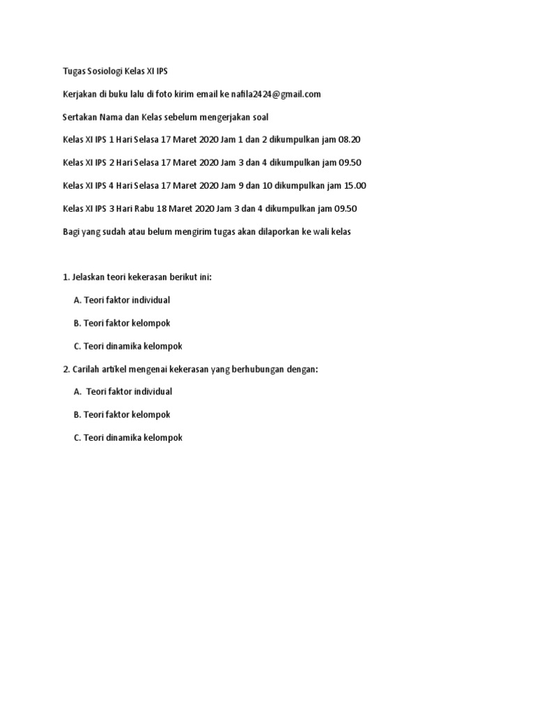 Sosiologi XI IPS Teori Kekerasan | PDF | Ilmu Sosial