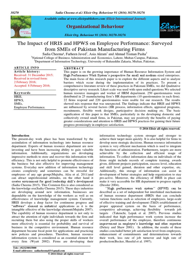 HPWS Employee Performance | PDF | Information System | Human Resource ...