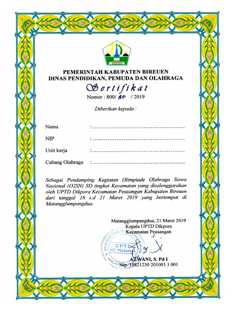 Sertifikat O2sn | PDF