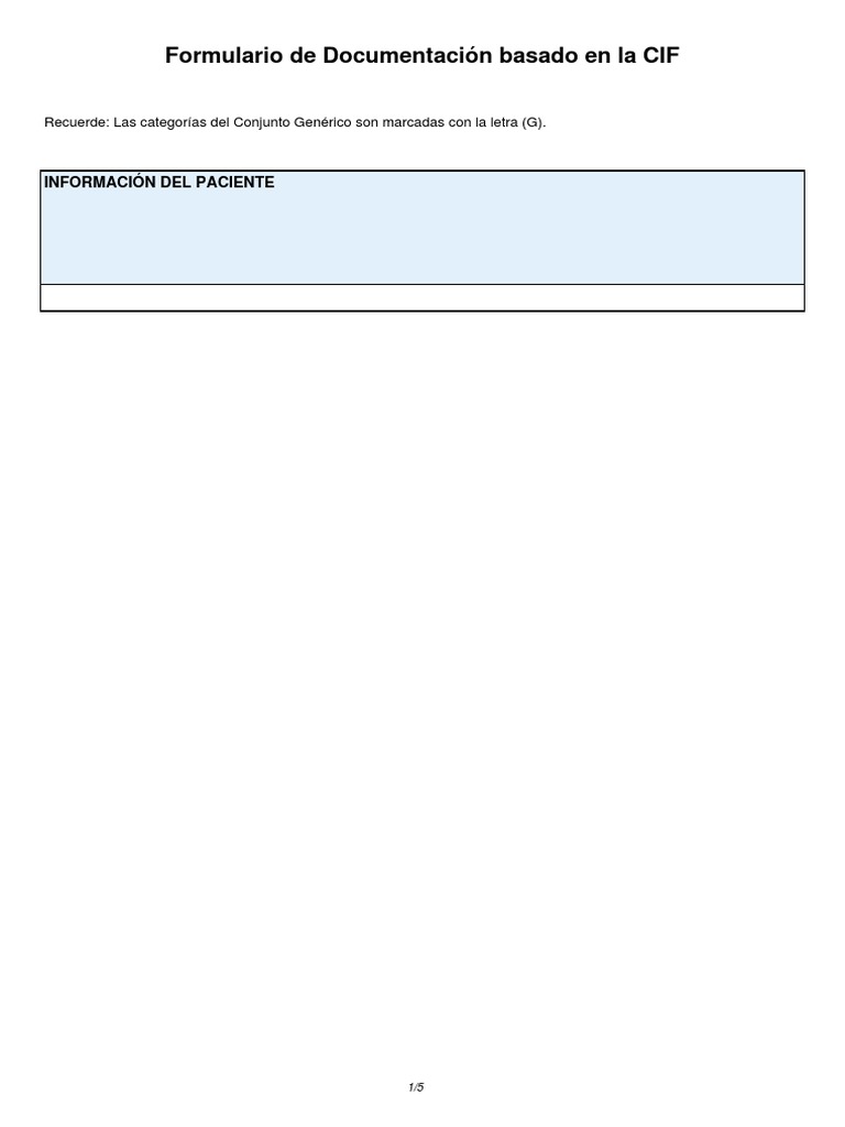 Formulario Documentacion CIF | PDF | Historial médico | Examen físico