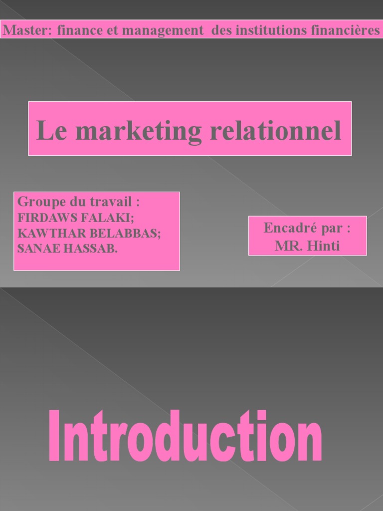 Le Marketing Relationnel | PDF | Gestion de la relation client | Commercialisation