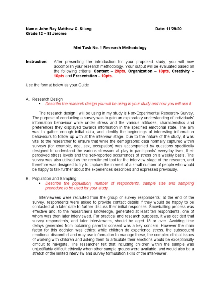 Mini Task No. 1 Research Methodology | PDF | Survey Methodology | Interview