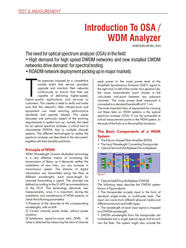 Introduction To OSA / WDM Analyzer: Test & Measurement | PDF ...