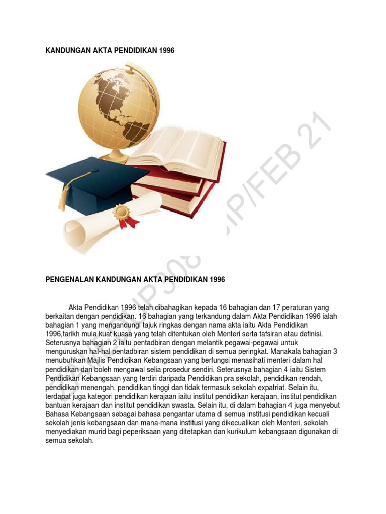 Kandungan Akta Pendidikan 1996 | PDF