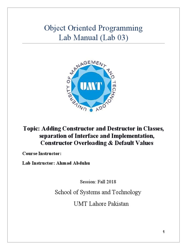 Object Oriented Programming Lab-05 (Separation of Interface and ...